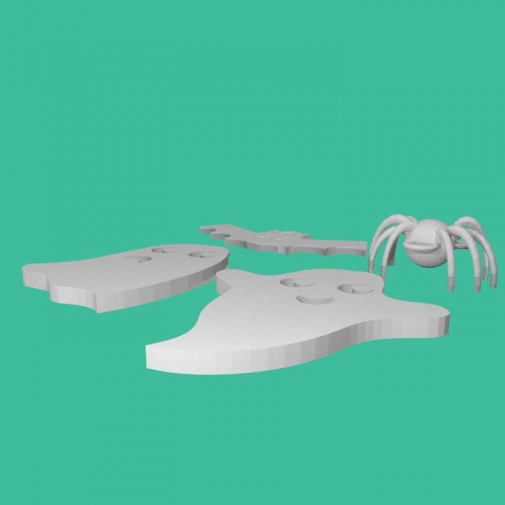 3D Printable "Spooky" Toys (Spider,Ghosts,Bat) by Roman Federico