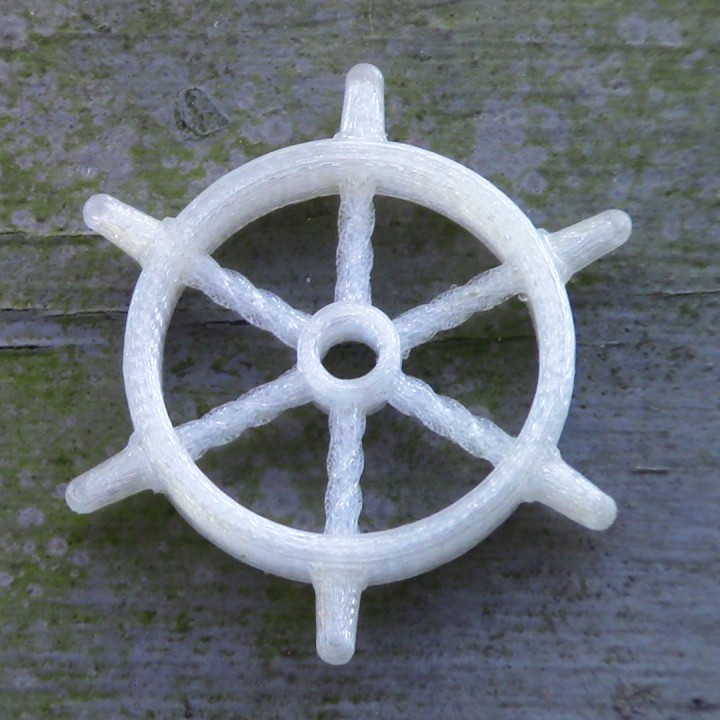 3D Printable Ship wheel pendant or ornament by Larry Milam