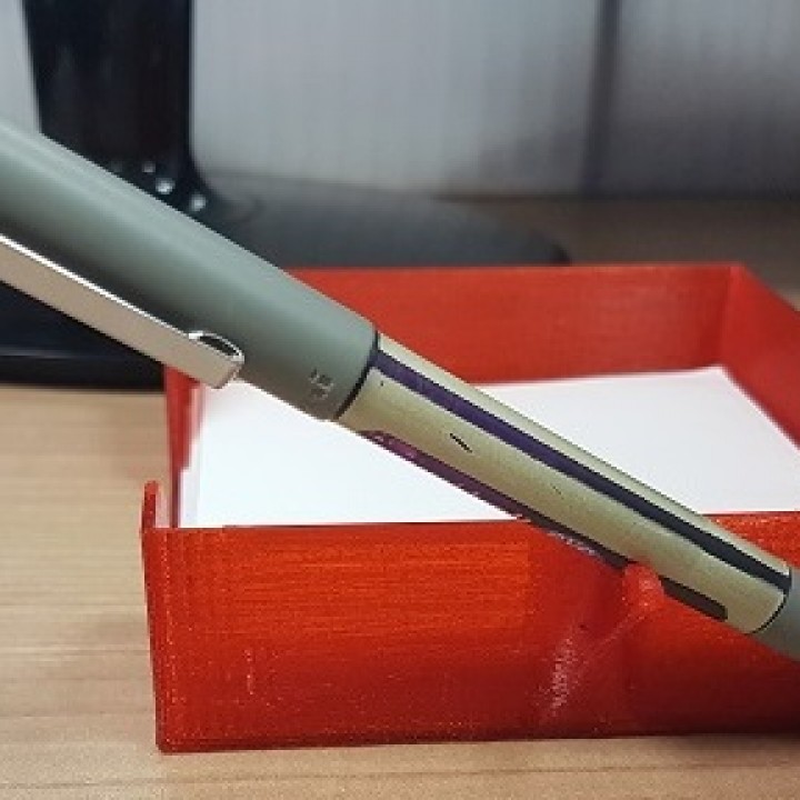3D Printable Desk note paper holder (including pen stand) by Willie