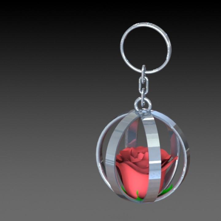 3D Printable Rose Keychain by Andres Quijas