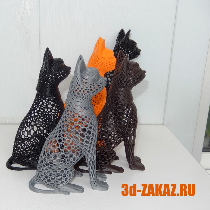 3D Printable Cat design Voronoi by Sergei