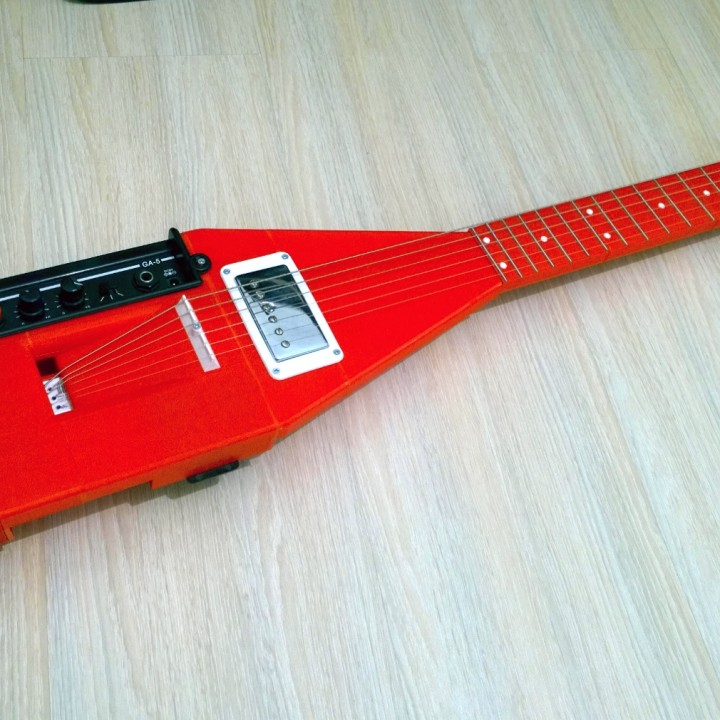 3D Printable Electric guitar with built-in Amp and Speaker by Gene