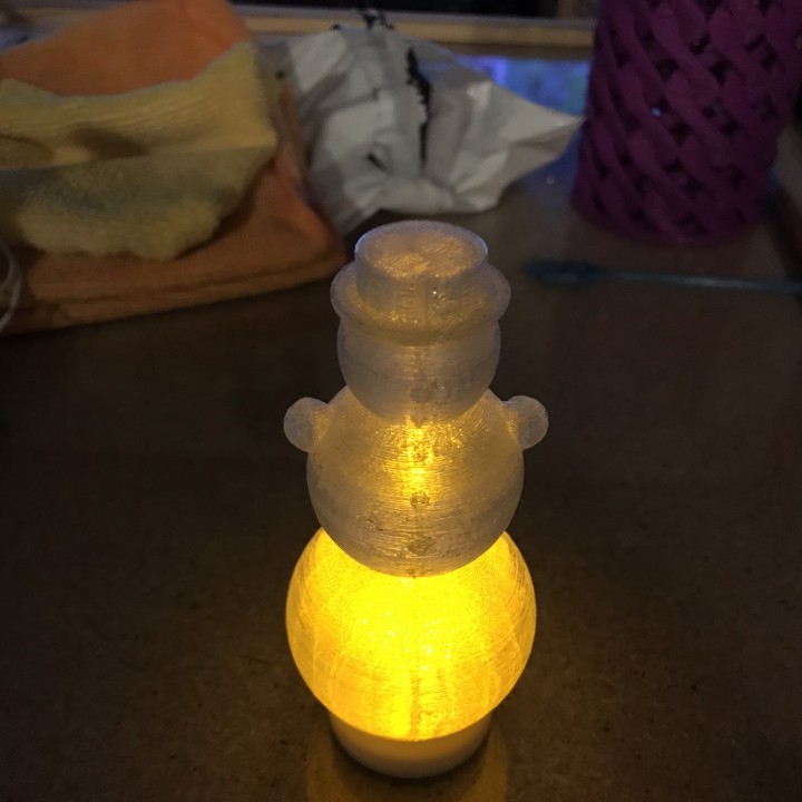 3D Printable Snowman for electric tea light by Mike Toole