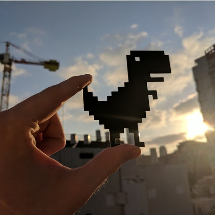 3D Printable Chrome Offline T-Rex Game In Real Life by Uri Shaked