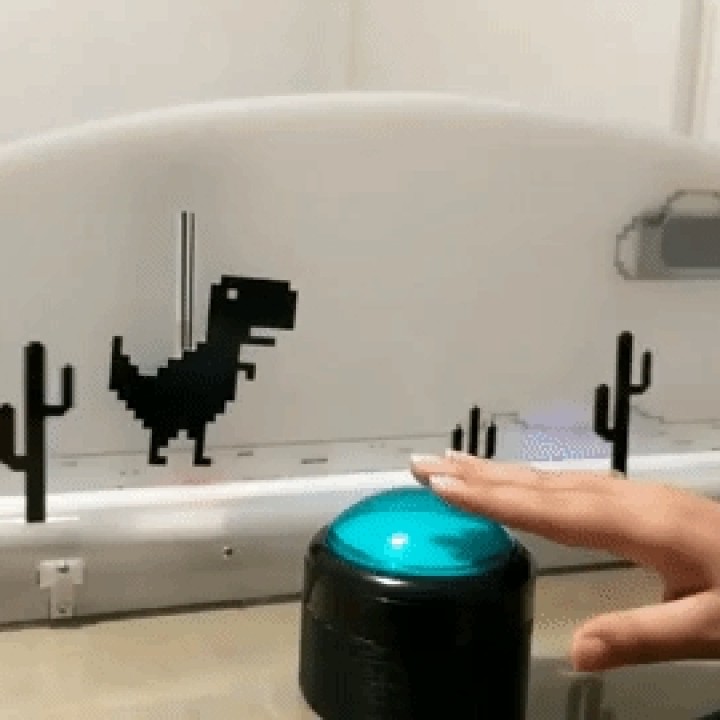 3D Printable Chrome Offline T-Rex Game In Real Life by Uri Shaked