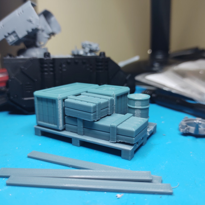 3D Print of Wargaming compatible Terrain - Tank Trap - Crates / Pallets ...