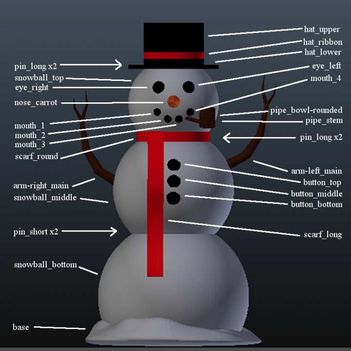 3D Printable Large Scale Multi Piece Snowman by Derek Tombrello