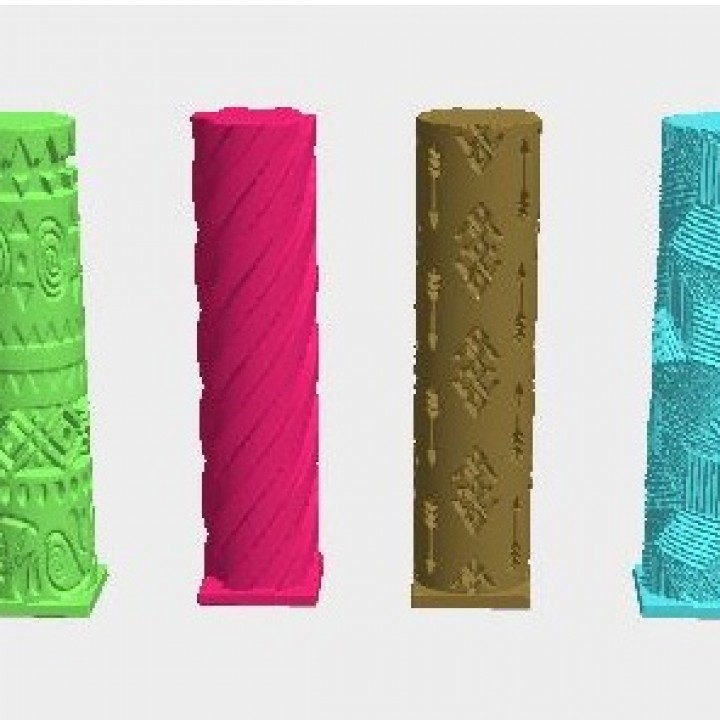 3D Printable Six Miniature Column Designs Two Heights by Arthur Melander