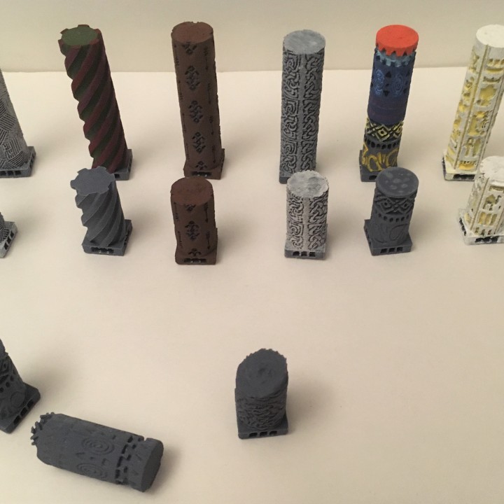 3D Printable Six Miniature Column Designs Two Heights by Arthur Melander