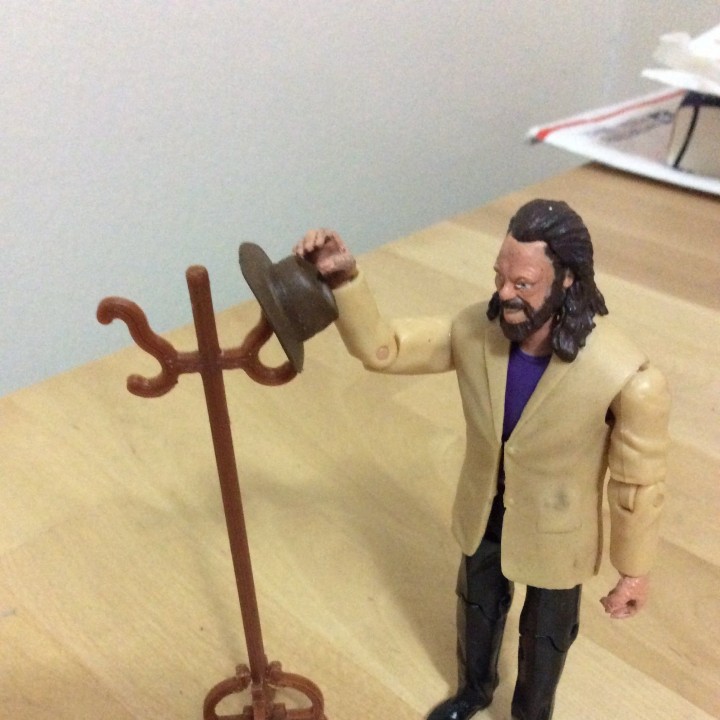 3D Printable Hat Rack (1:18 scale) by Adrian Herbez
