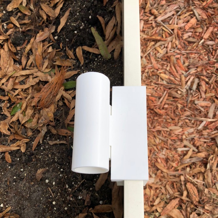 3D Printable 1 inch pvc cold frame hinge for pvc garden bed by Faye Spath