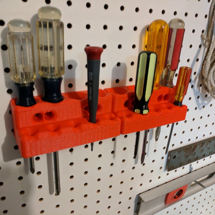 3D Printable Screwdriver holder for pegboard by Preston L. Bannister