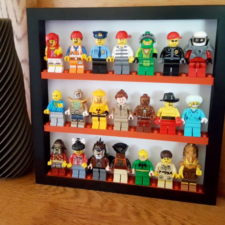 3D Printable Lego figure photo frame shelve. by Darren Furniss