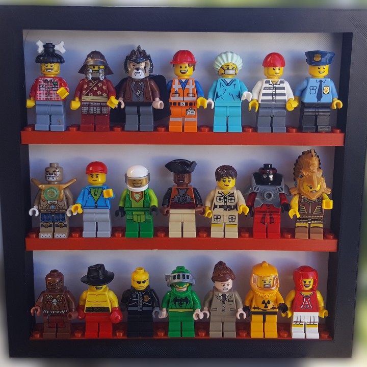3D Printable Lego figure photo frame shelve. by Darren Furniss