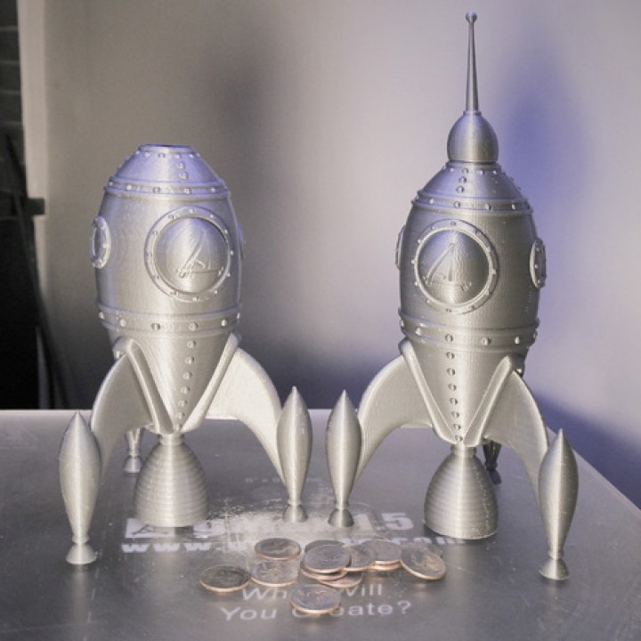 3D Printable gCreate Rocket Ship Money Bank by gCreate
