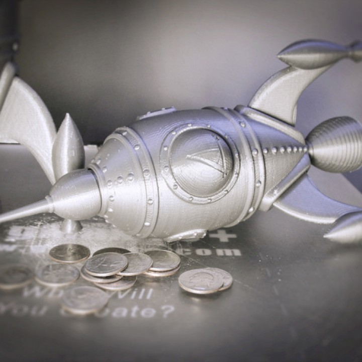 3D Printable gCreate Rocket Ship Money Bank by gCreate