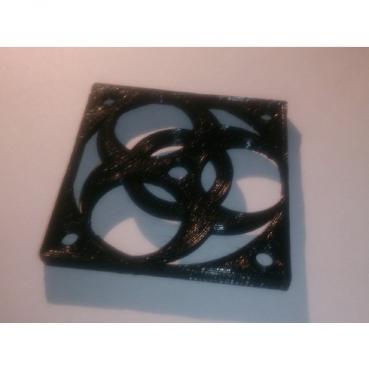 3D Printable Customizable Biohazard Fan Guard by Mike Leigh