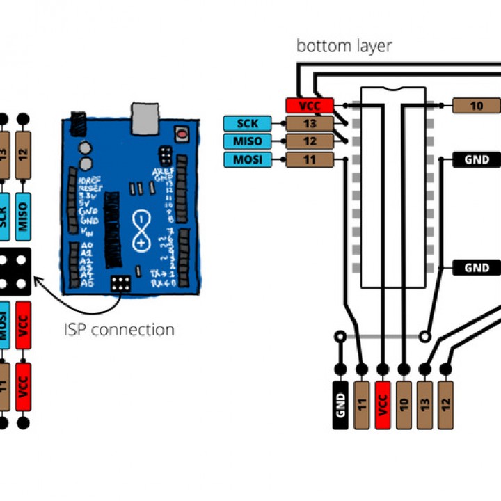 3D Printable ATtiny 85/2313 arduino programmer by TOPE designs