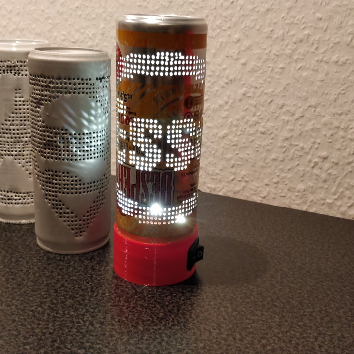 3D Printable Individualized Soda Can Lamp with LED or Candle by Arnd