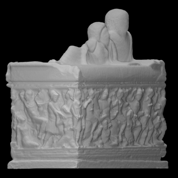 3D Printable Sarcophagus with Amazonomachy scene by Scan The World