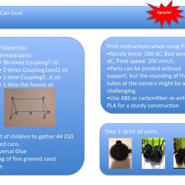 3D Printable Street Soccer Can Goal by Marco3D