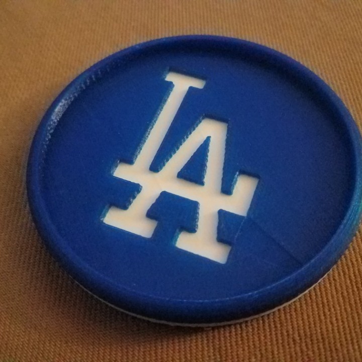 3D Printable LA Dodgers Coaster by Jim Dewhurst