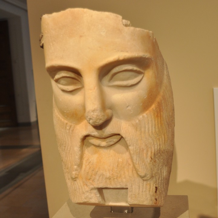 3D Printable Mask of the River God Achelous (with base) by Scan The World