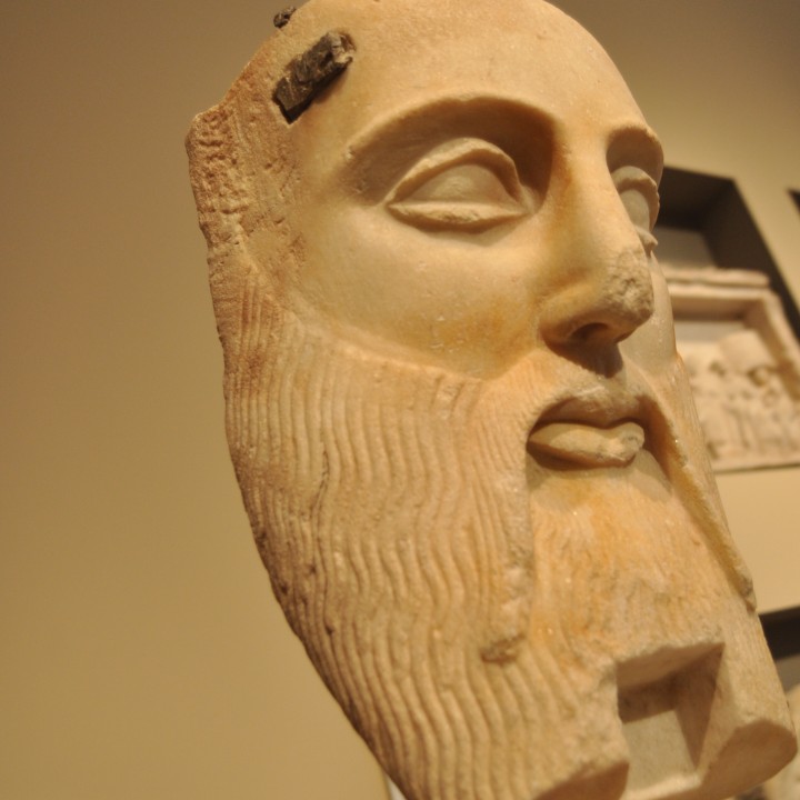 3D Printable Mask of the River God Achelous (with base) by Scan The World