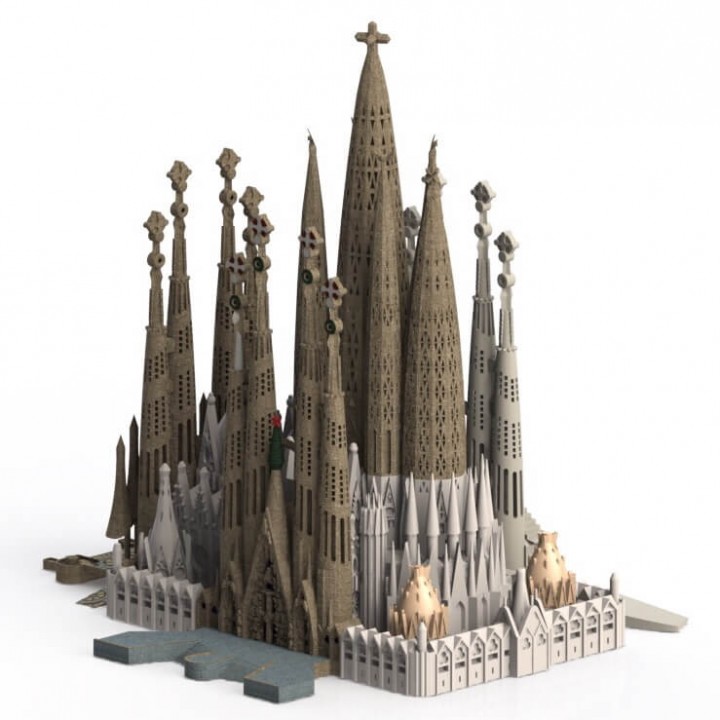 3D Printable Sagrada Familia, Complete - Barcelona by MiniWorld3D