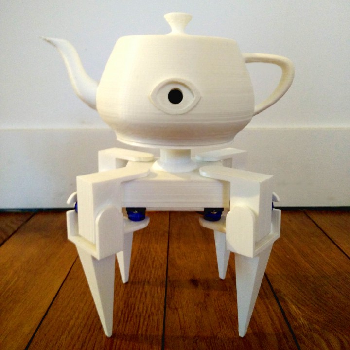 3D Printable Eyepot, a creepy robotic teapot by Paul-Louis Ageneau