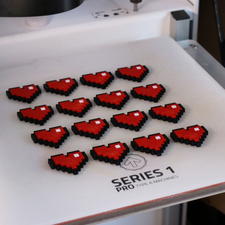 3D Printable Multi-Color 8-Bit Heart by Mosaic Manufacturing