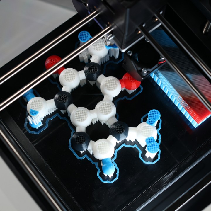 3D Printable Multi-Color Caffeine Molecule Model by Mosaic Manufacturing