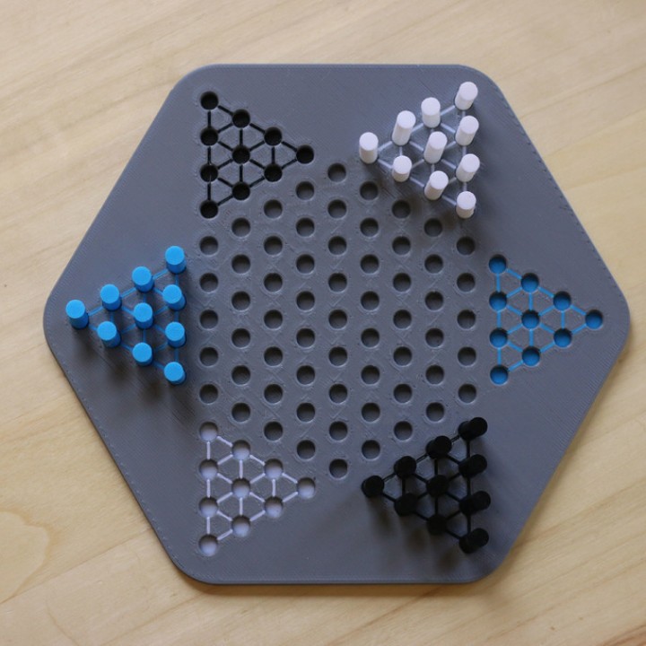3D Printable Multi-Color Chinese Checkers Set by Mosaic Manufacturing