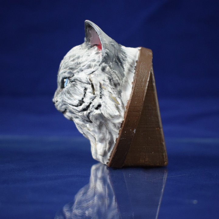3D Printable Long Hair Cat Bust Portrait by Tanya Wiesner