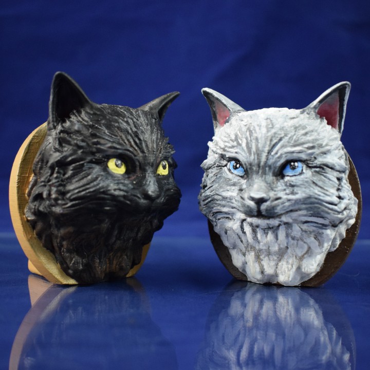 3D Printable Long Hair Cat Bust Portrait by Tanya Wiesner