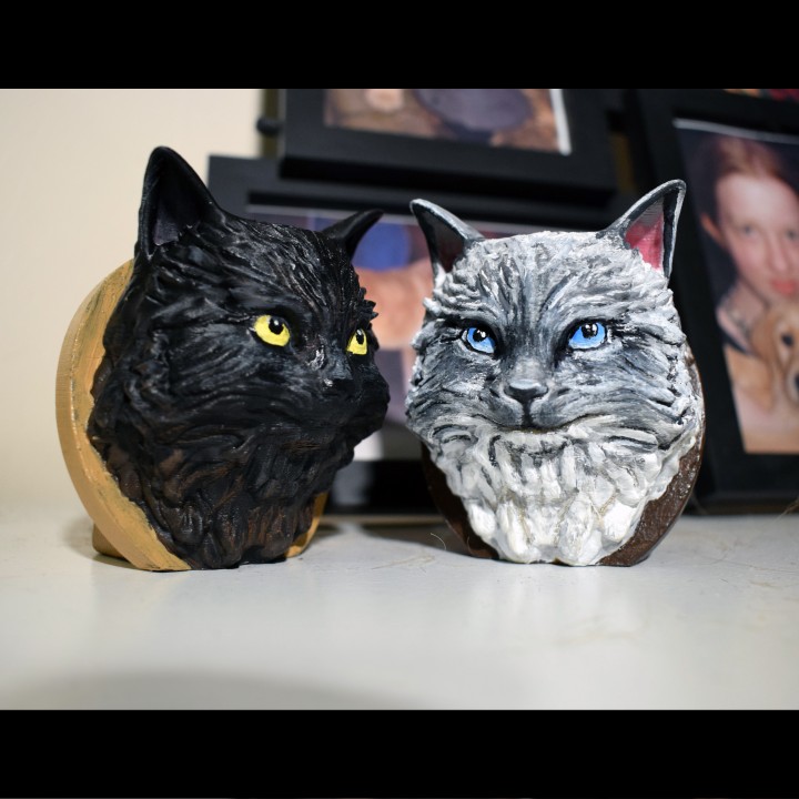 3D Printable Long Hair Cat Bust Portrait by Tanya Wiesner