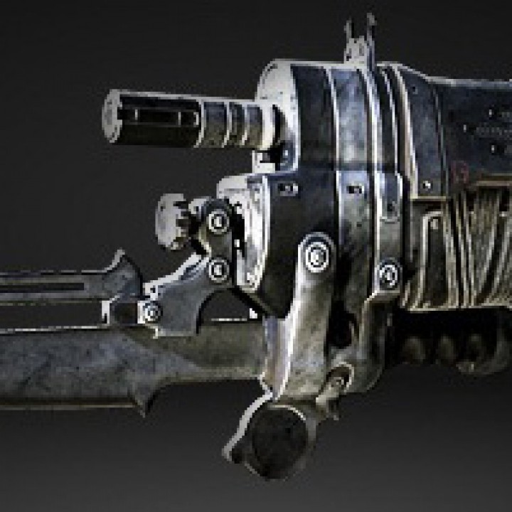 3D Printable Gears of War 3 Retro Lancer with pins&magnets by cnPv Official