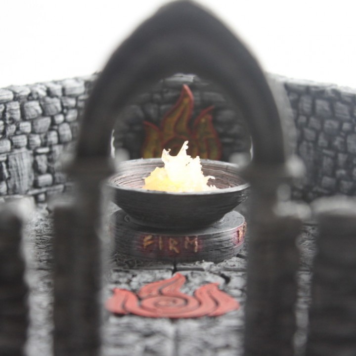 3D Printable OpenForge 2.0 Encounter: Fire Shrine by Devon Jones