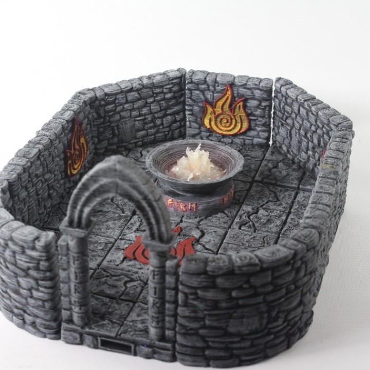 3D Printable OpenForge 2.0 Encounter: Fire Shrine by Devon Jones
