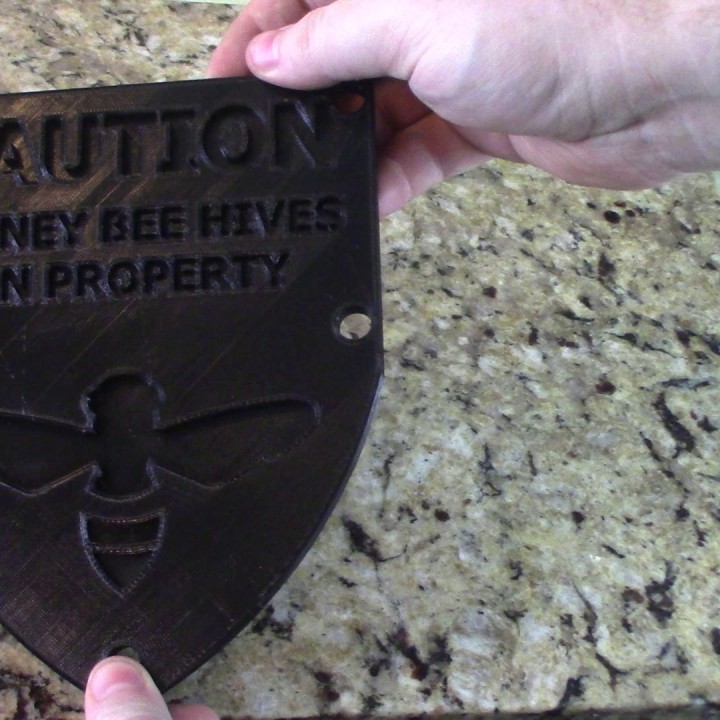 3D Printable Caution Honeybee sign by Larry Milam