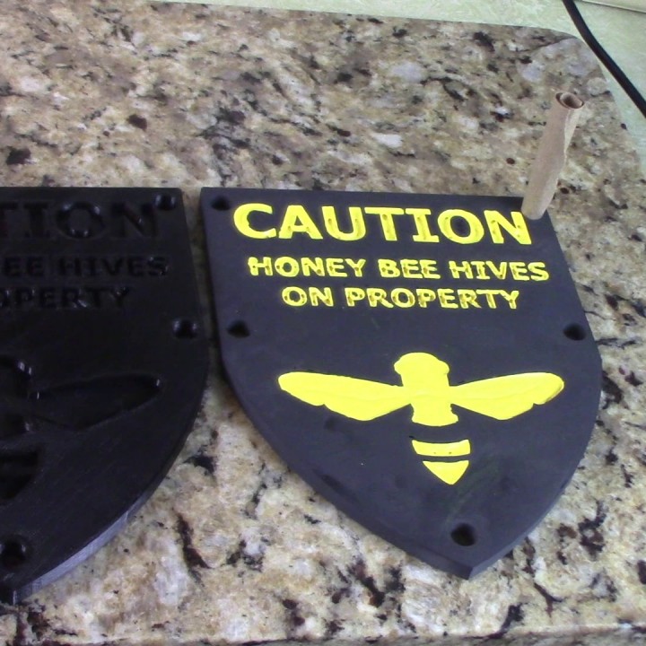 3D Printable Caution Honeybee sign by Larry Milam