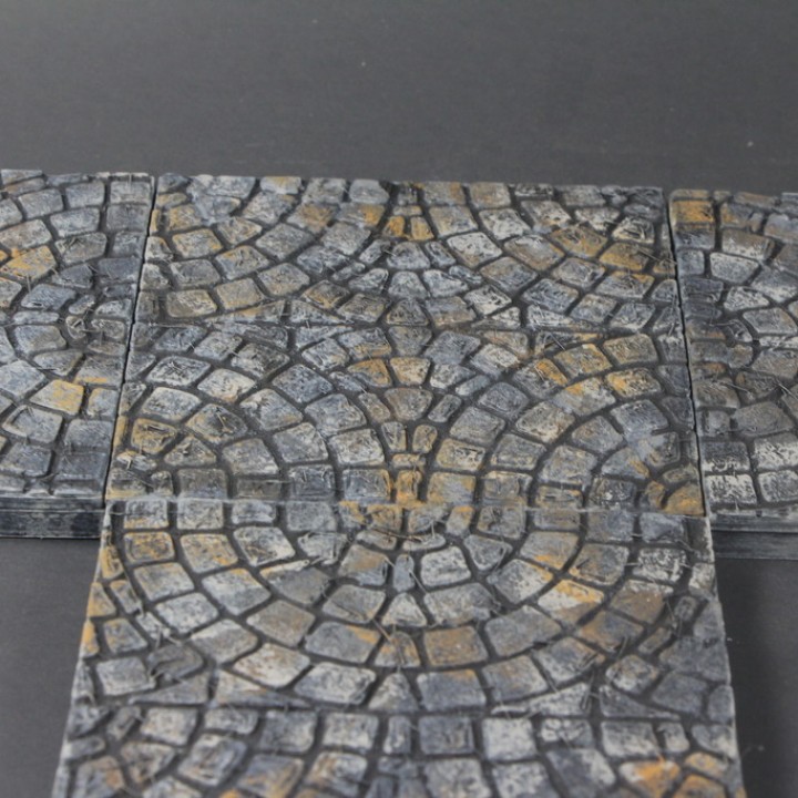 3D Printable OpenForge 2.0 Cobblestone Streets: Fan Pattern by Devon Jones
