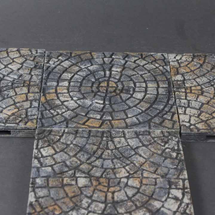 3D Printable OpenForge 2.0 Cobblestone Streets: Fan Pattern by Devon Jones