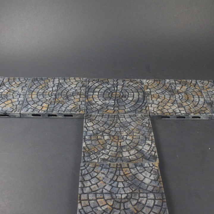 3D Printable OpenForge 2.0 Cobblestone Streets: Fan Pattern by Devon Jones