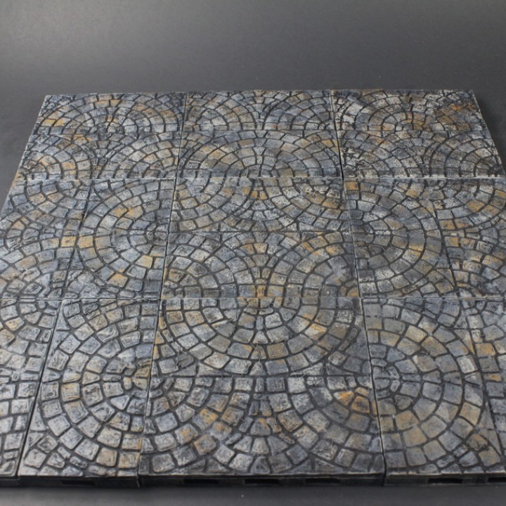 3D Printable OpenForge 2.0 Cobblestone Streets: Fan Pattern by Devon Jones