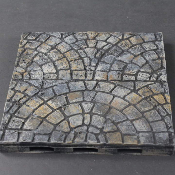 3D Printable OpenForge 2.0 Cobblestone Streets: Fan Pattern by Devon Jones