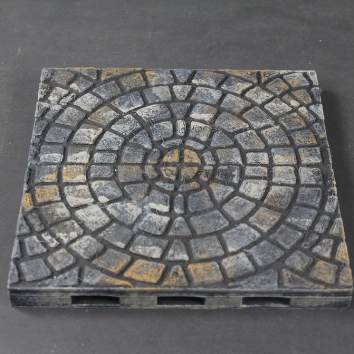 3D Printable OpenForge 2.0 Cobblestone Streets: Fan Pattern by Devon Jones