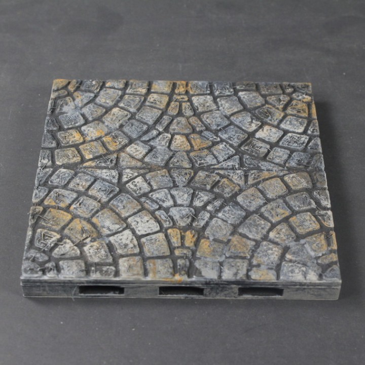 3D Printable OpenForge 2.0 Cobblestone Streets: Fan Pattern by Devon Jones