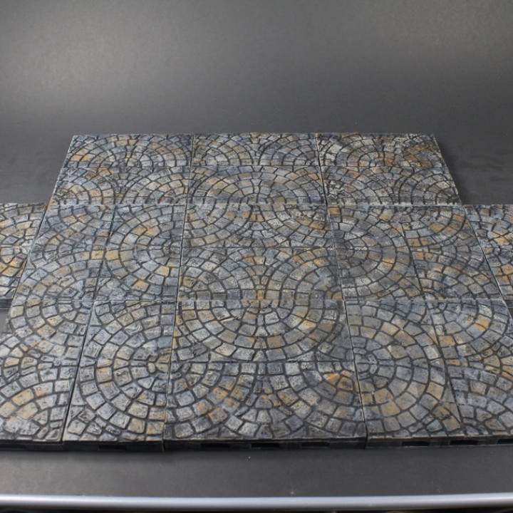 3D Printable OpenForge 2.0 Cobblestone Streets: Fan Pattern by Devon Jones