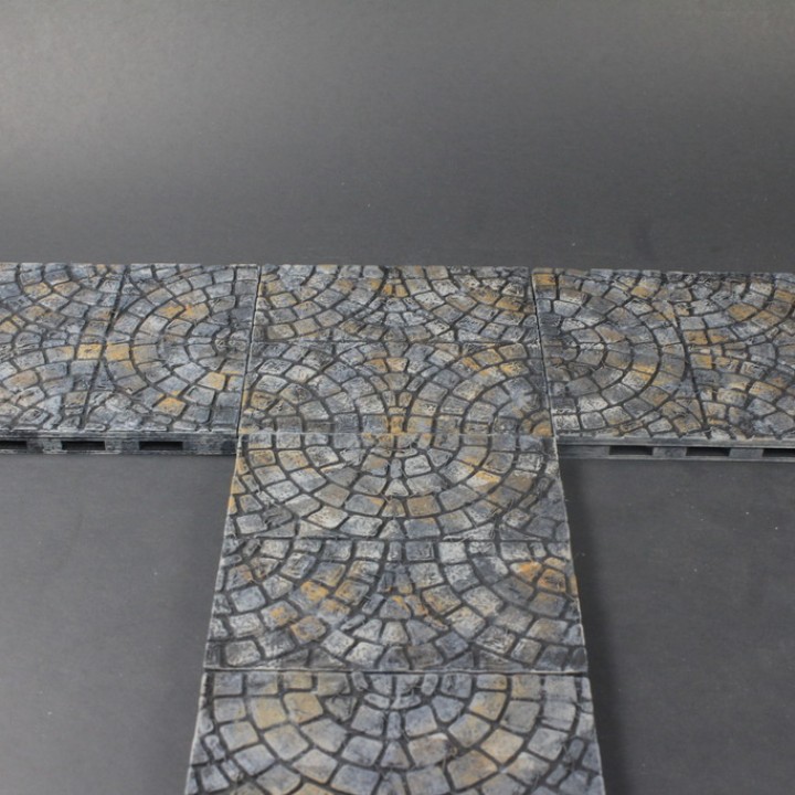 3D Printable OpenForge 2.0 Cobblestone Streets: Fan Pattern by Devon Jones